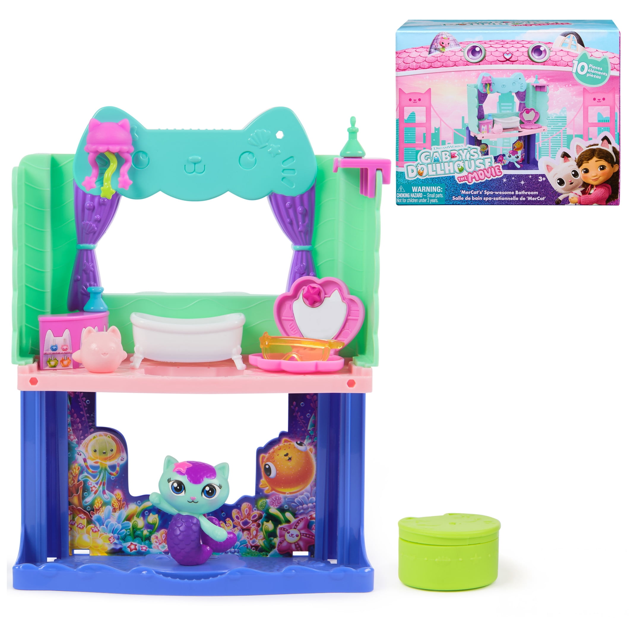 Gabby's Dollhouse: The Movie, MerCat's Spa-wesome Bathroom, with Figure ...