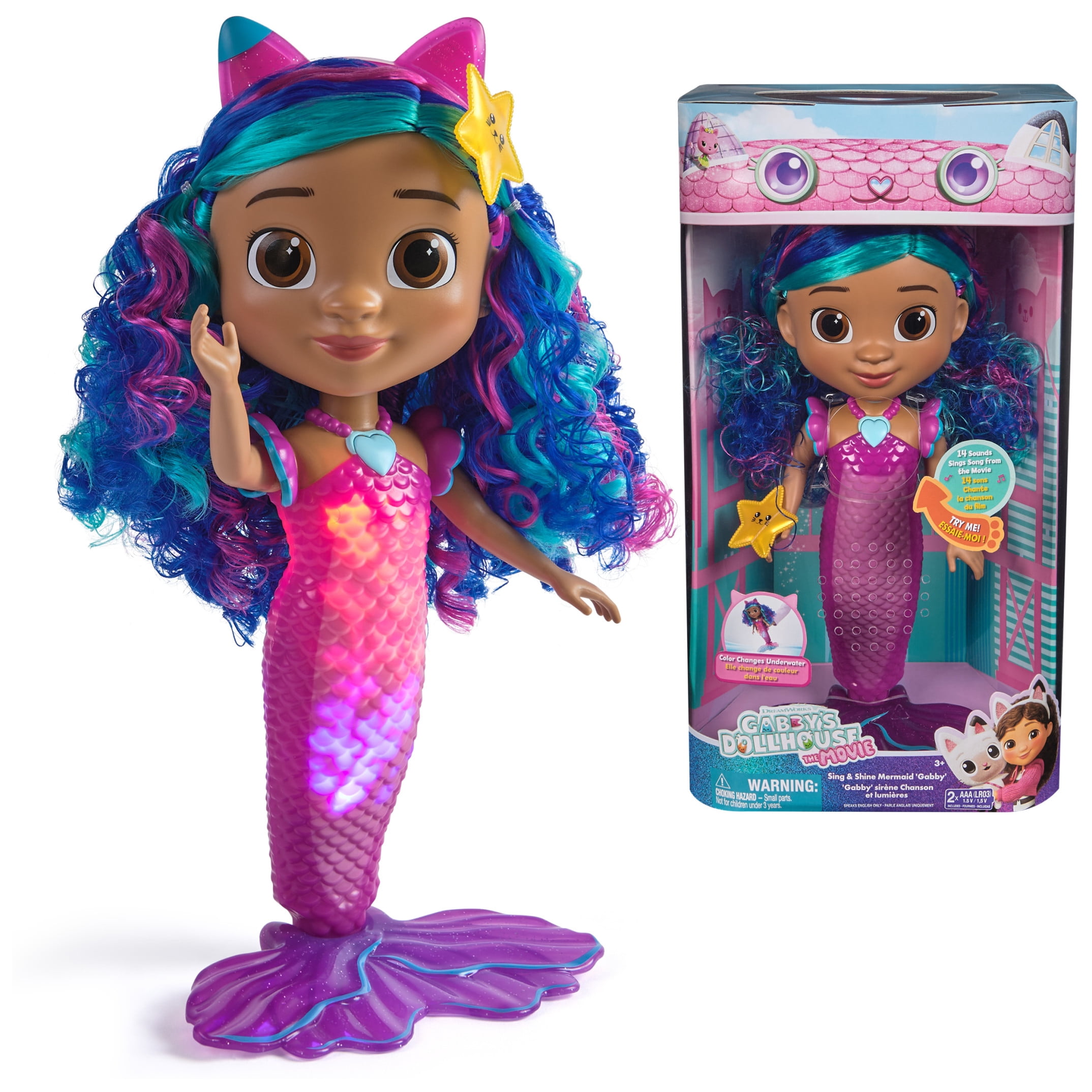 Gabby's Dollhouse: The Movie, Sing & Shine Mermaid Gabby, Waterproof ...