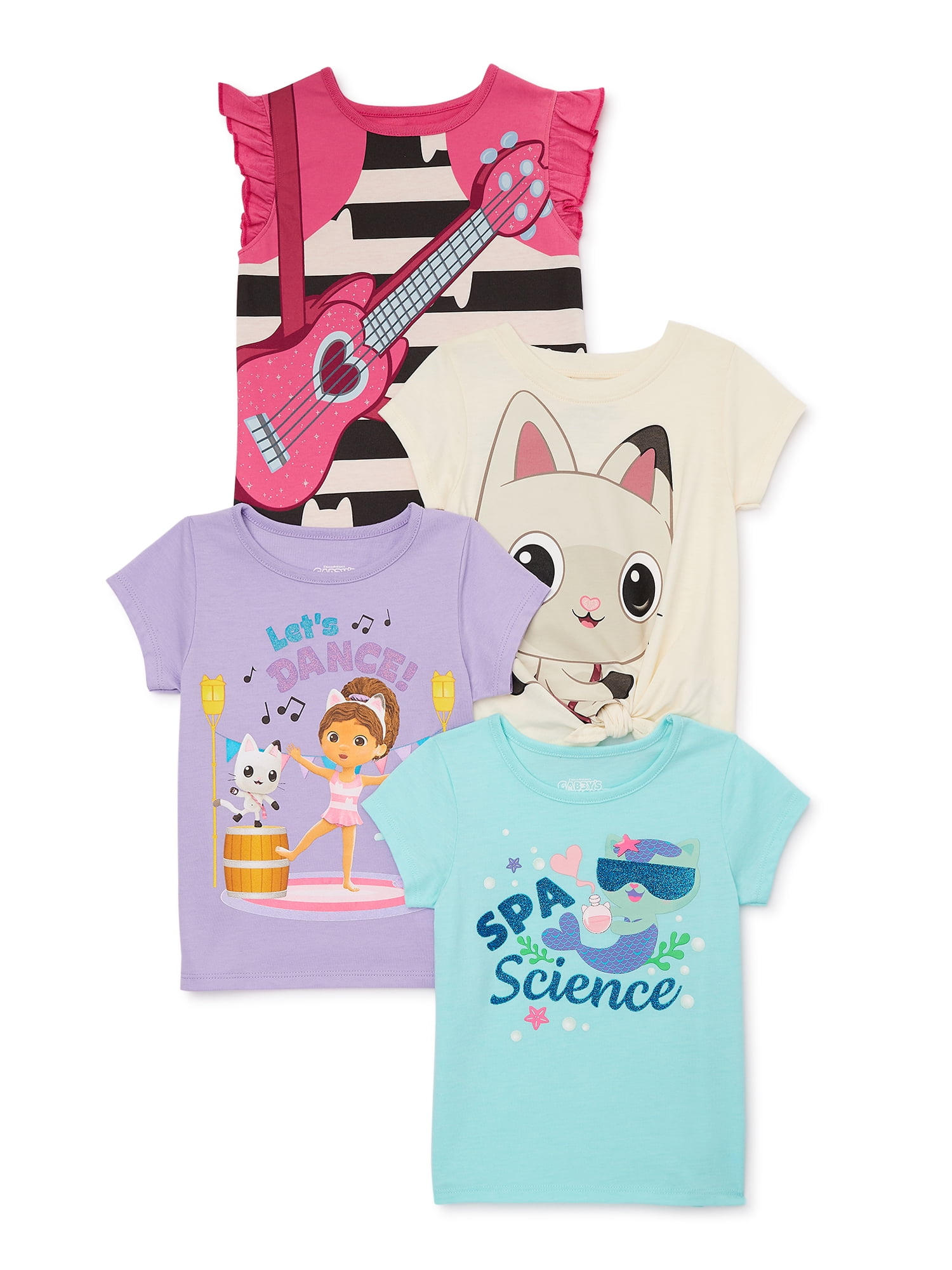 Gabby's Dollhouse Toddler Girl Graphic Print Fashion T-Shirts, 4-Pack ...