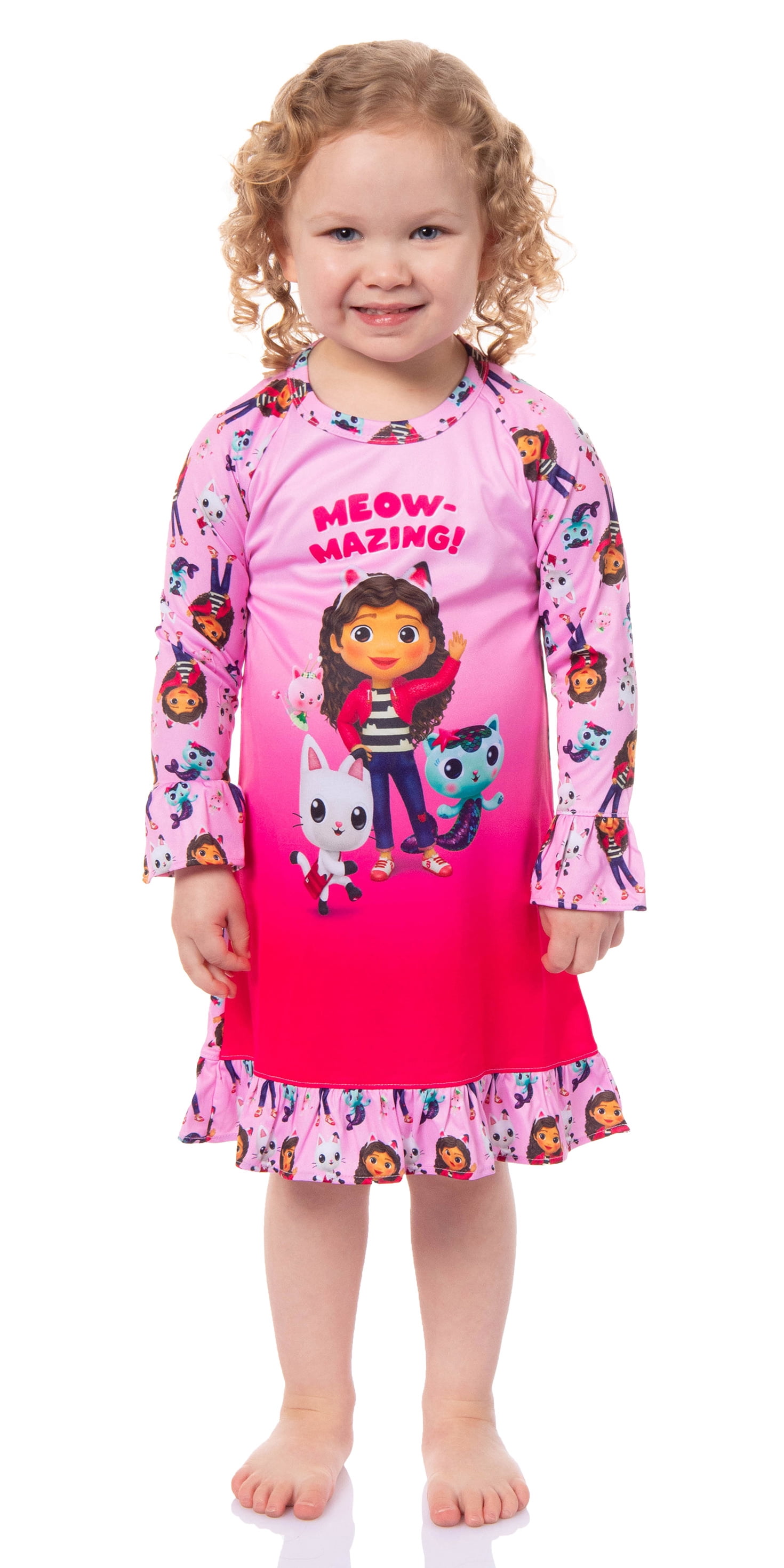 Gabby's Dollhouse Toddler Girls' Meow-Mazing! Sleep Pajama Dress ...