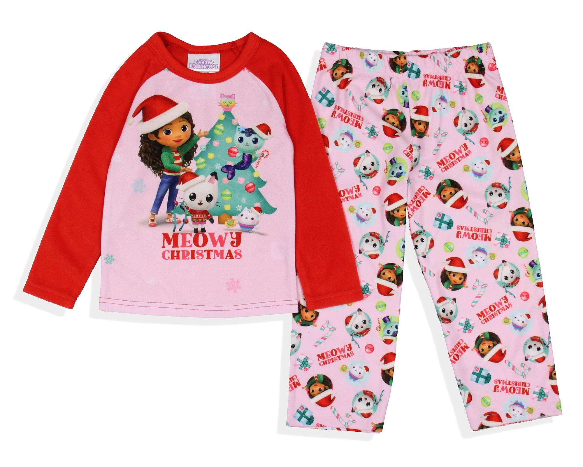 Gabby's Dollhouse Toddler Girls' Meowy Christmas Show Sleep Pajama Set ...
