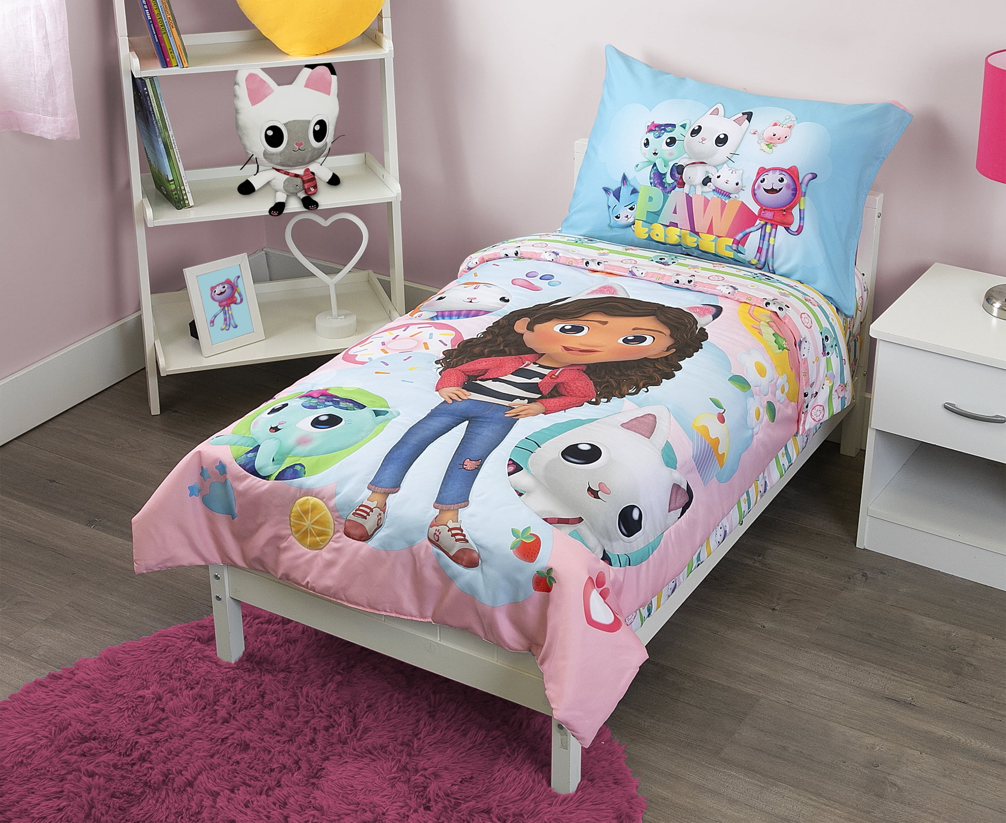 Gabbys Dollhouse 4 Piece Paw Tastic Comforter Bedding Set, Toddler ...