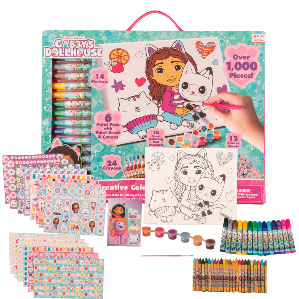 Gabbys Dollhouse Deluxe Art-Set: 1000+ Pc Birthday Kit - Markers, Paint ...
