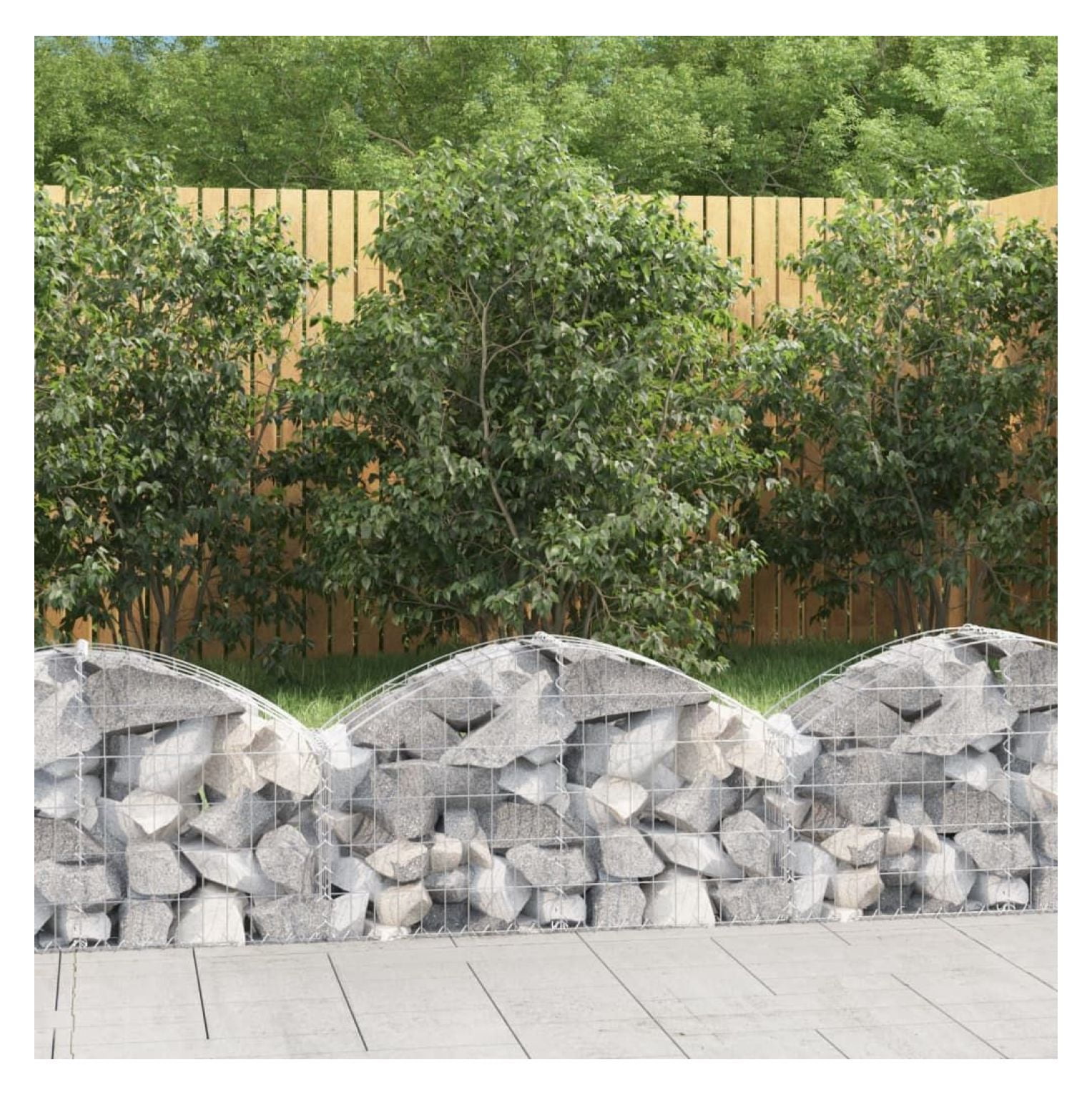 Gabion Basket 39.4" Arched, Galvanized Iron Retaining Wall - Garden ...