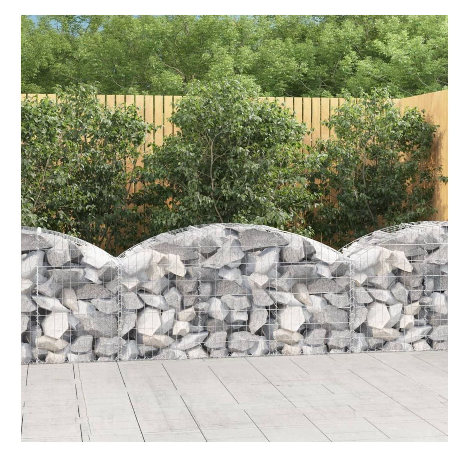 Gabion Basket 59.1" Arched, Galvanized Iron Retaining Wall - Garden ...