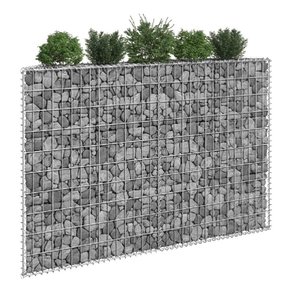 Gabion Raised Flower Bed Planter-Angled Geometric Silver Steel-59 Inch ...