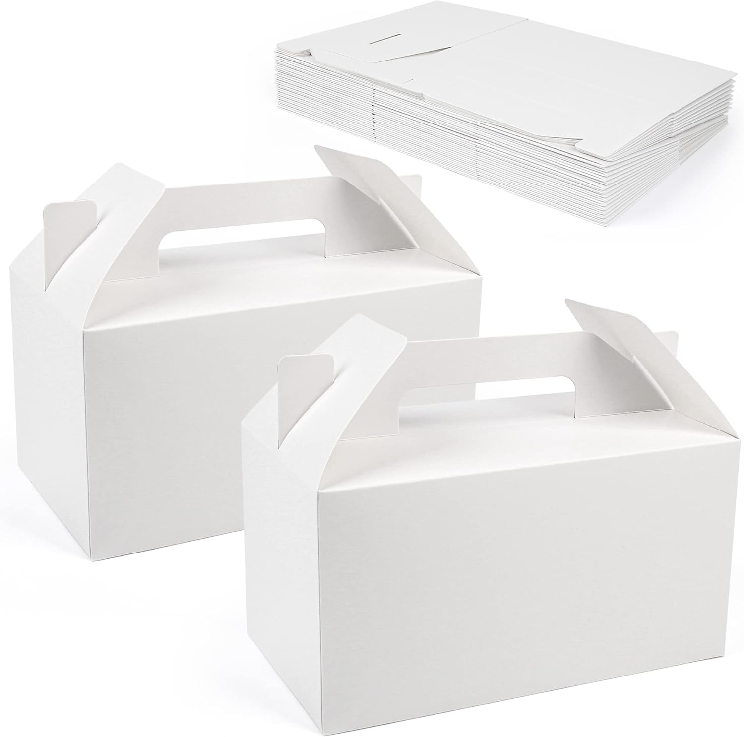Gable Boxes for Party Favor, Large Treat Box with Handles, White Gift ...