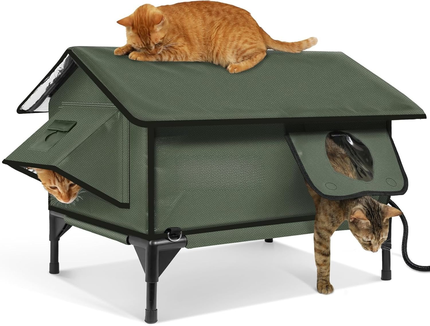 Gable Heated House for Outside Cats in Winter, , Escape Door, Elevated ...