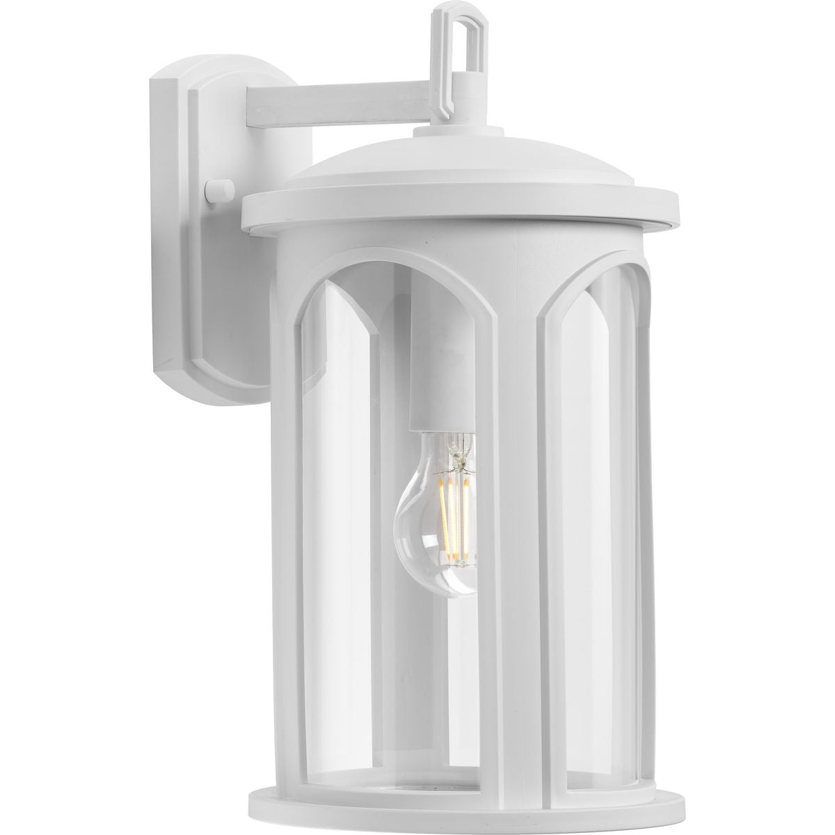 Gables Collection One-Light Coastal Satin White Outdoor Wall Lantern ...