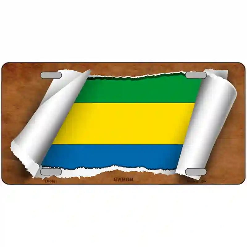 Gabon Flag Scroll Metal Novelty License Plate 12" x 6" Automotive (LP ...