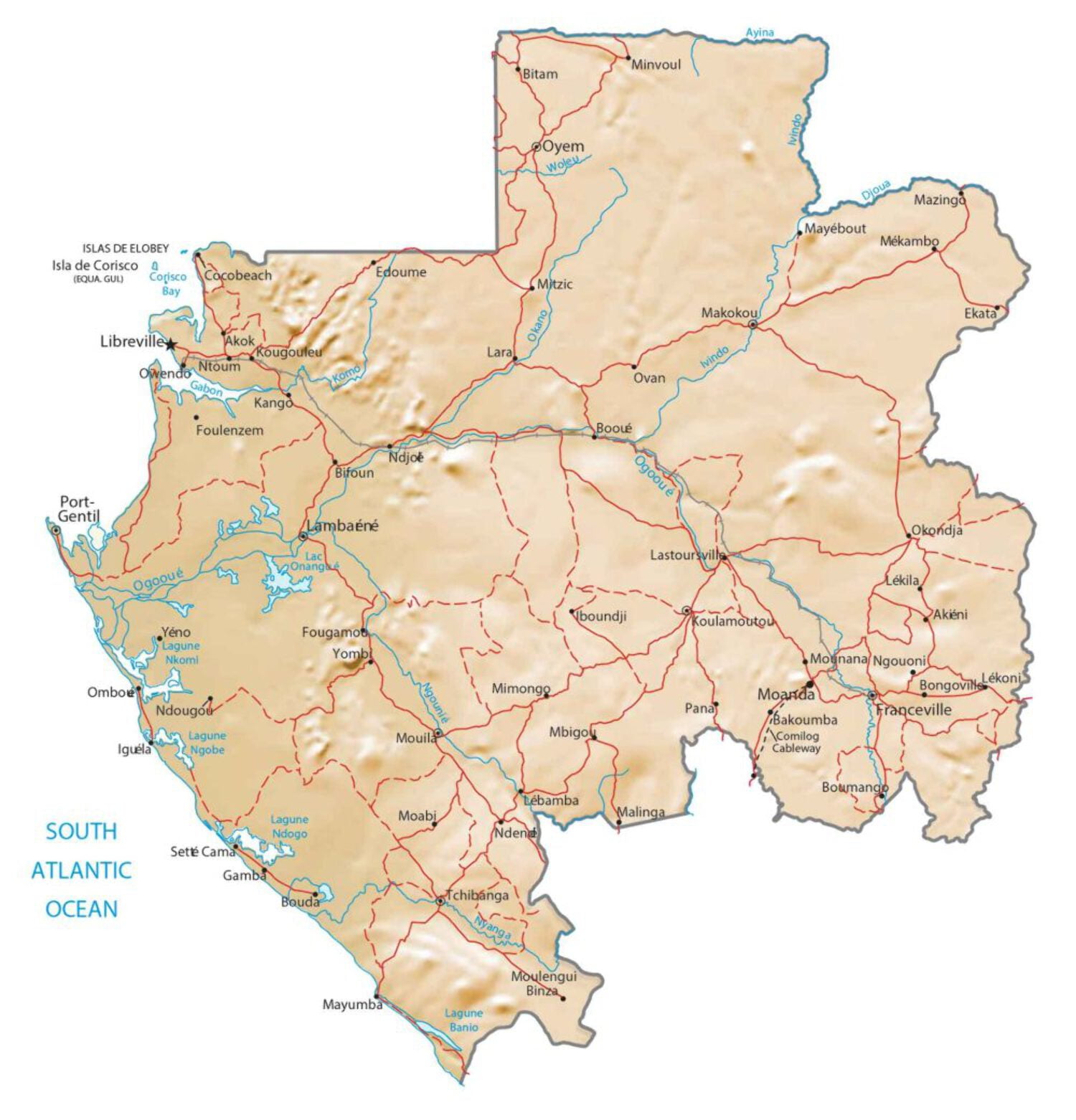 Gabon Physical Terrain Map GLOSSY POSTER PICTURE PHOTO PRINT BANNER ...