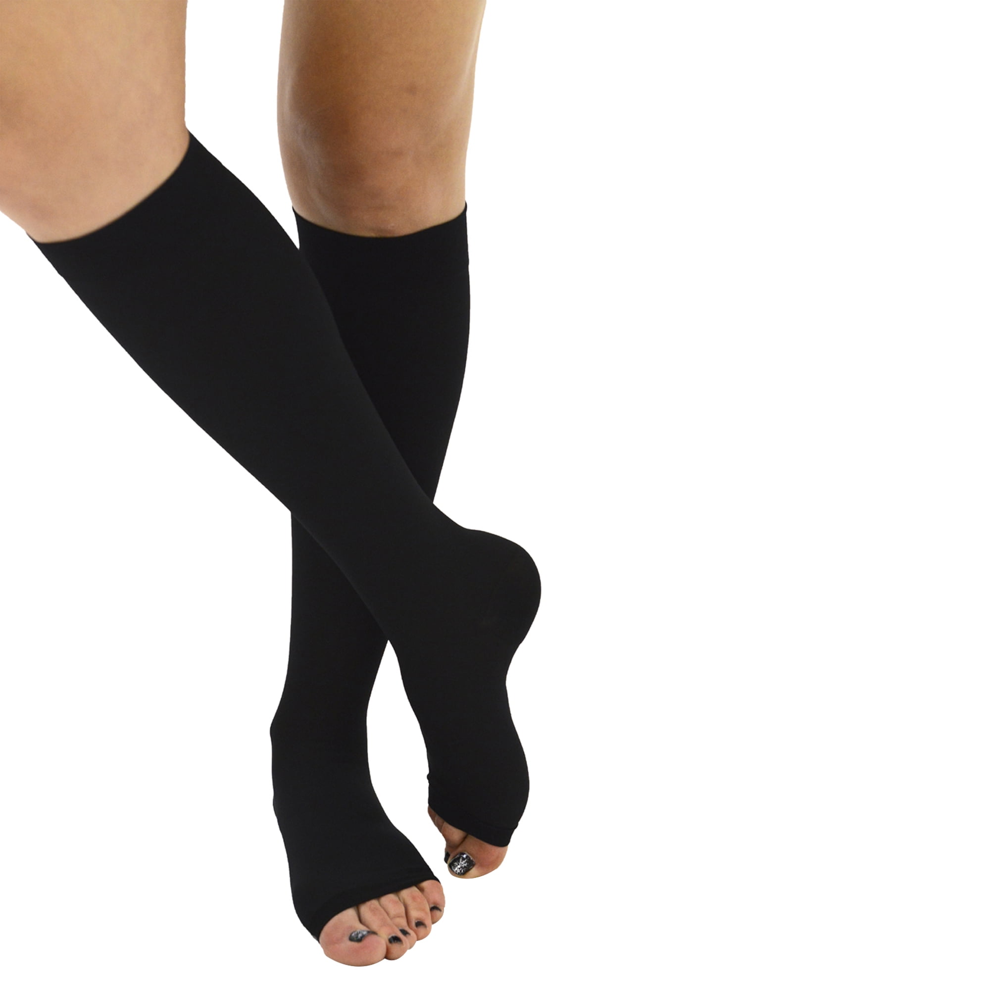 Gabrialla Unisex Microfiber Open Toe Knee High Graduated Compression ...