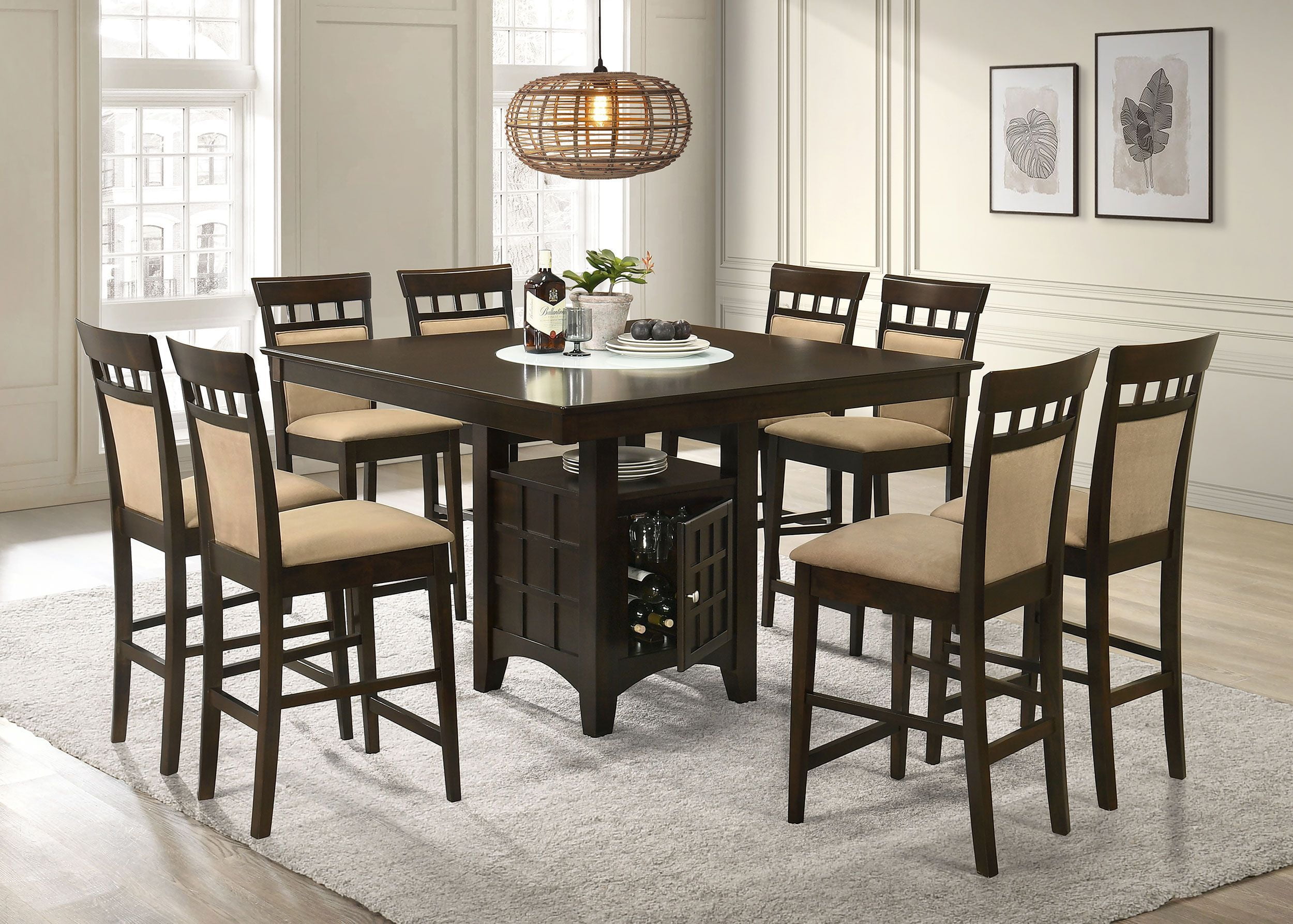 Gabriel 9-piece Square Counter Height Dining Set Cappuccino - Walmart.com