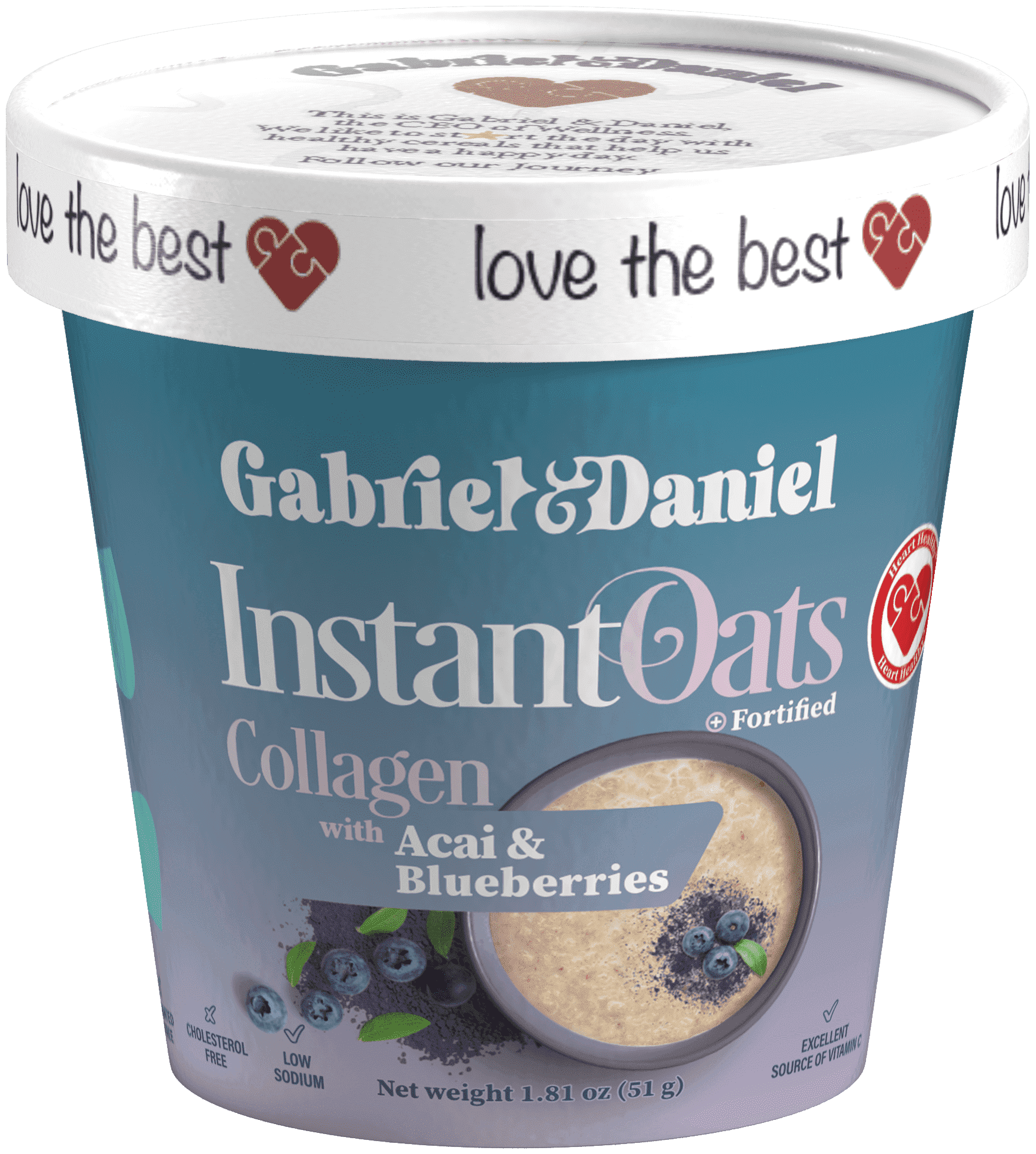 Gabriel & Daniel Collagen Acai Blueberry Gluten Free Instant Oats ...