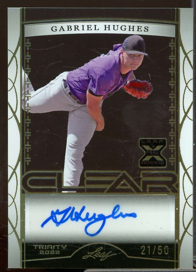 Gabriel Hughes Rookie Card 2022 Leaf Trinity Clear Autographs Gold Foil ...