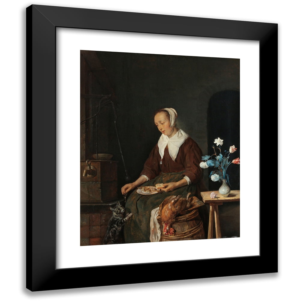 Gabriel Metsu 12x14 Black Modern Framed Museum Art Print Titled - Woman ...
