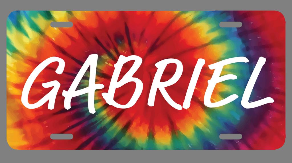 Gabriel Name Tie Dye Style License Plate Tag Vanity Novelty Metal | UV ...