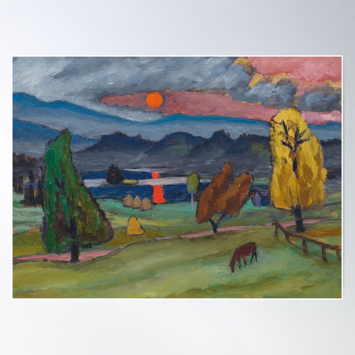 Gabriele Munter Staffelsee Mit Nebelsonne Poster Wall Art, Modern Wall ...