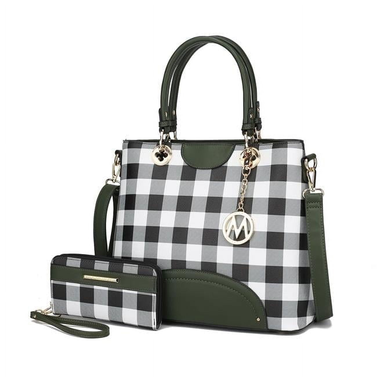Gabriella Checkers Handbag with Wallet, Olive - Walmart.com