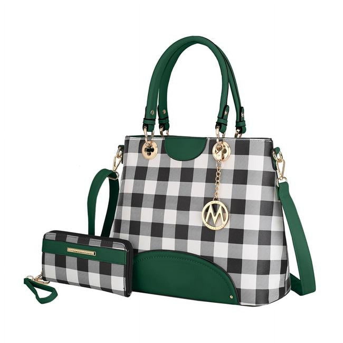 Gabriella Checkers Handbag with Wallet - Walmart.com