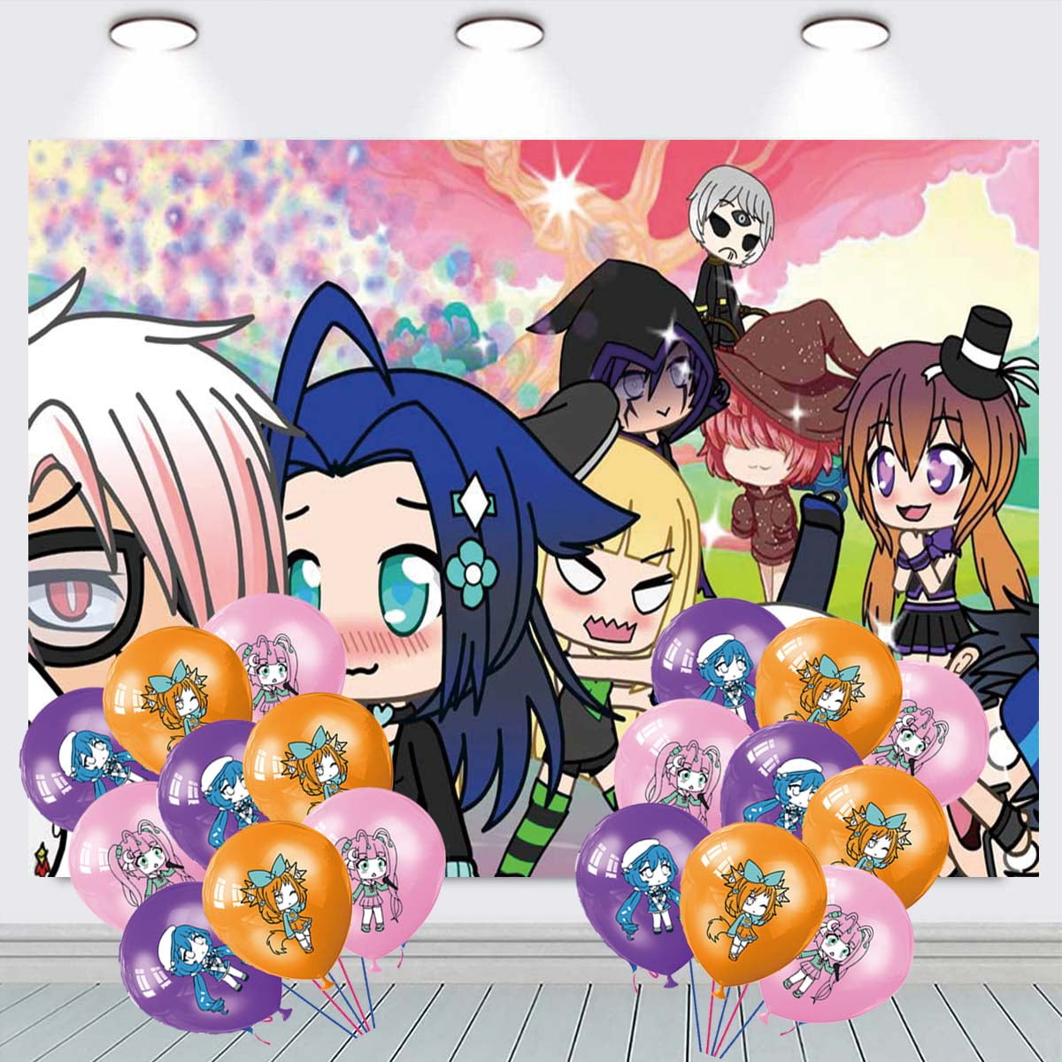 Gacha Life Backdrop Balloons Banner Party Decorations Taspestry Wall ...