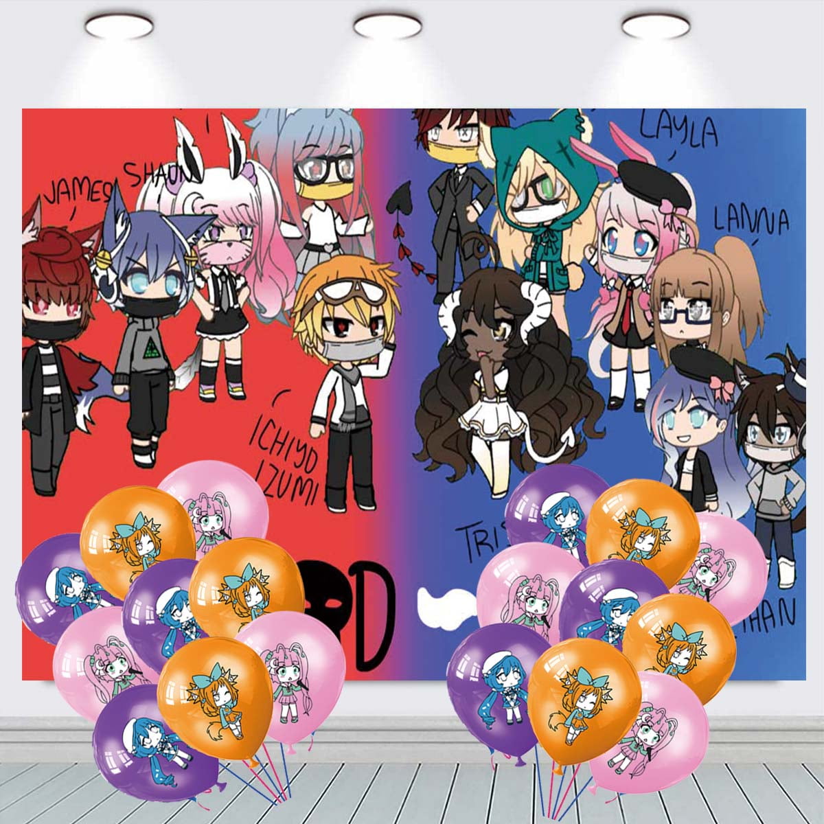Gacha Life Backdrop Banner Balloons Party Decorations Supplies ...