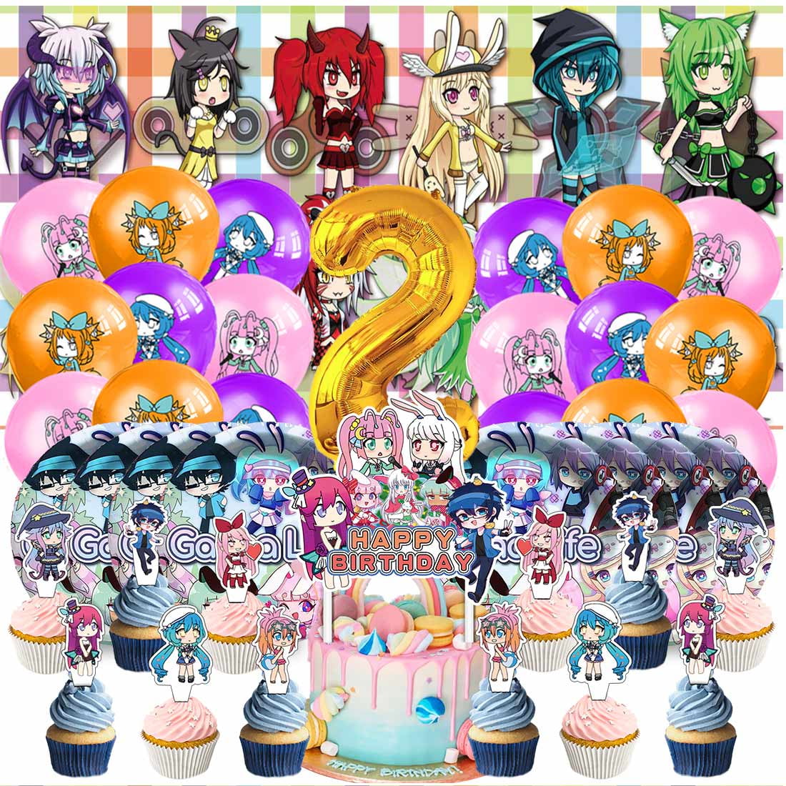 Gacha Life Balloons Party Supplies 2nd Decor Tableware Birthday Cake ...