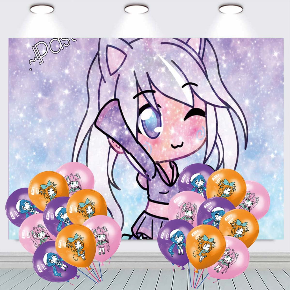 Gacha Life Banner Backdrop Background Birthday Balloons Party Supplies ...