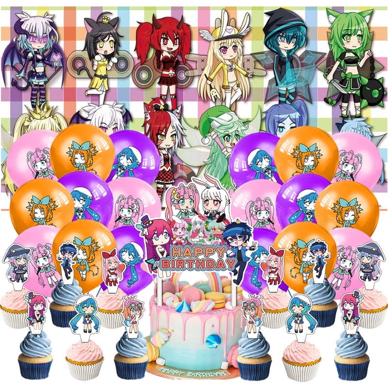 Gacha Life Party Supplies Cake Topper Decor Kit Latex Balloons Birthday ...