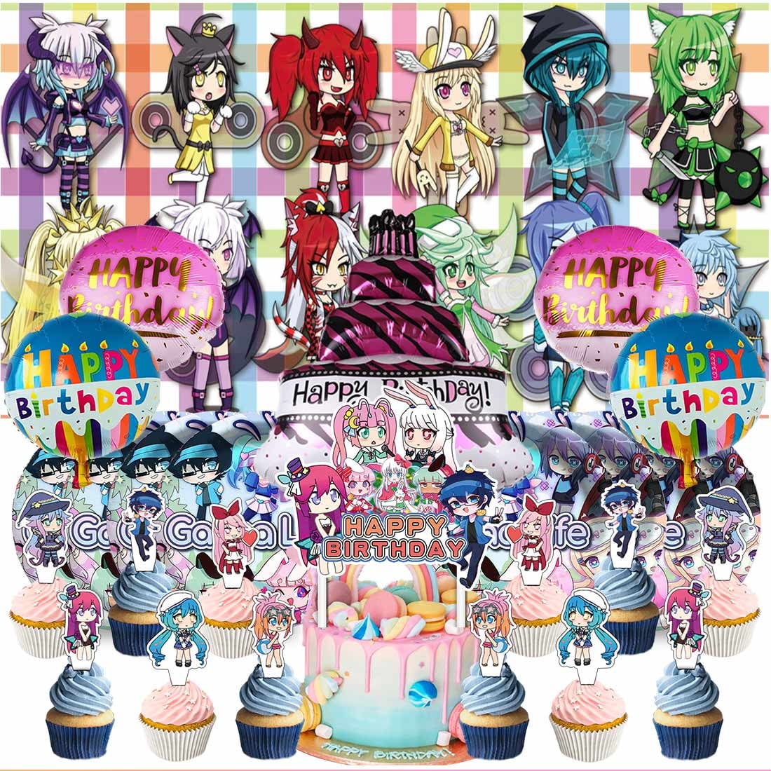 Gacha Life Supplies Plates Decoration Backdrop Banner Birthday Decor ...