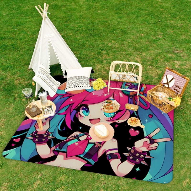 Gacha Life patterned picnic mat perfectly accompanies your every picnic ...