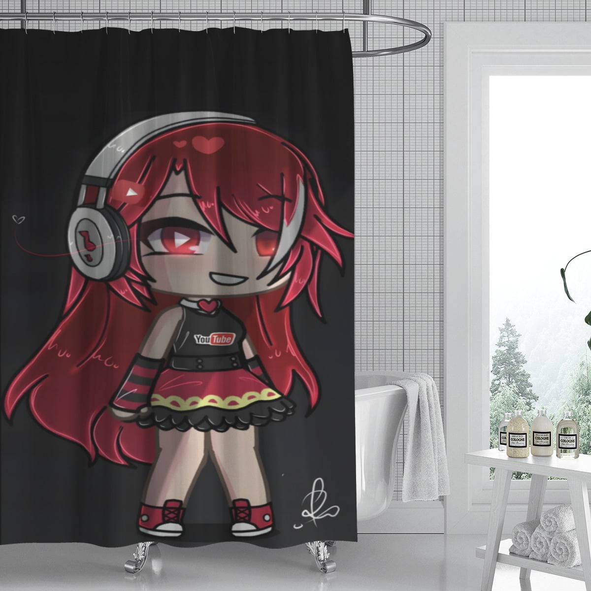 Gacha Life shower curtain features a bold and iconic print, waterproof ...