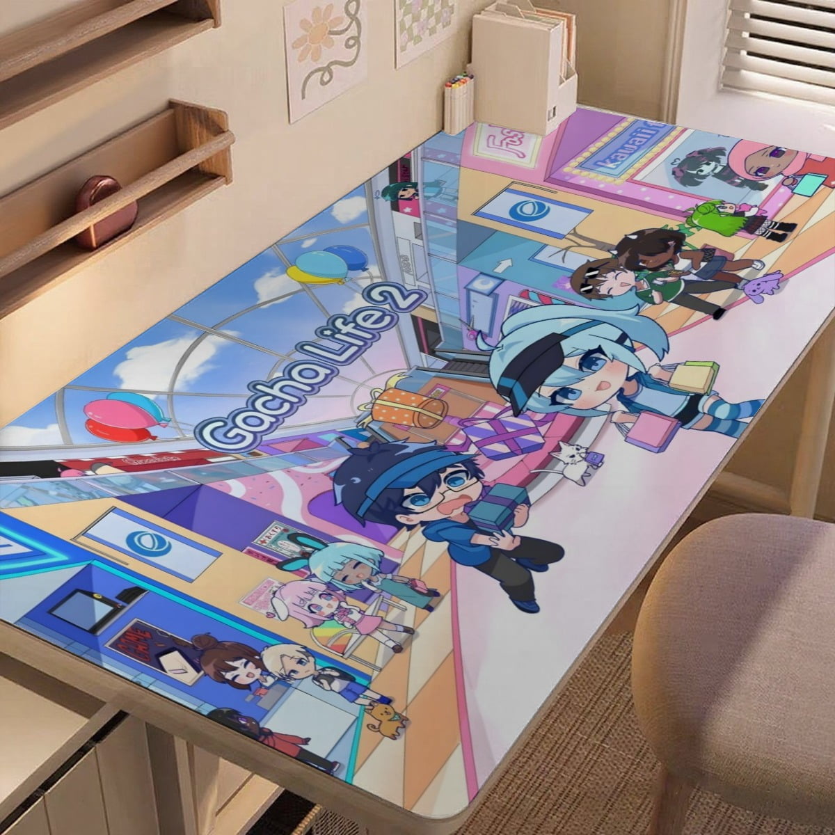 Gacha Life-themed extra-large Non-Slip Base leather Desk Table mat ...
