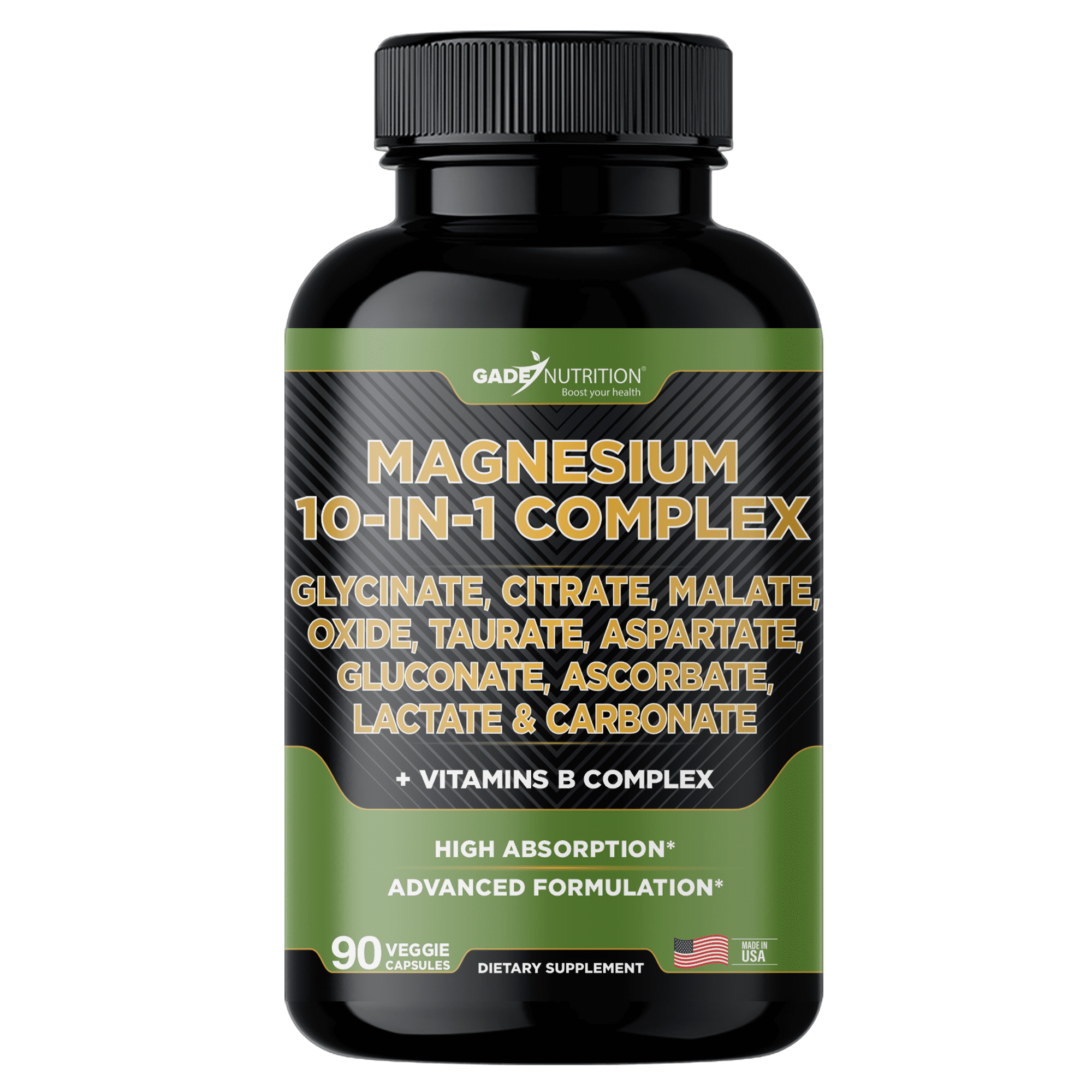 GADE NUTRITION Magnesium 10-in-1 Complex, Magnesium Glycinate, Citrate ...