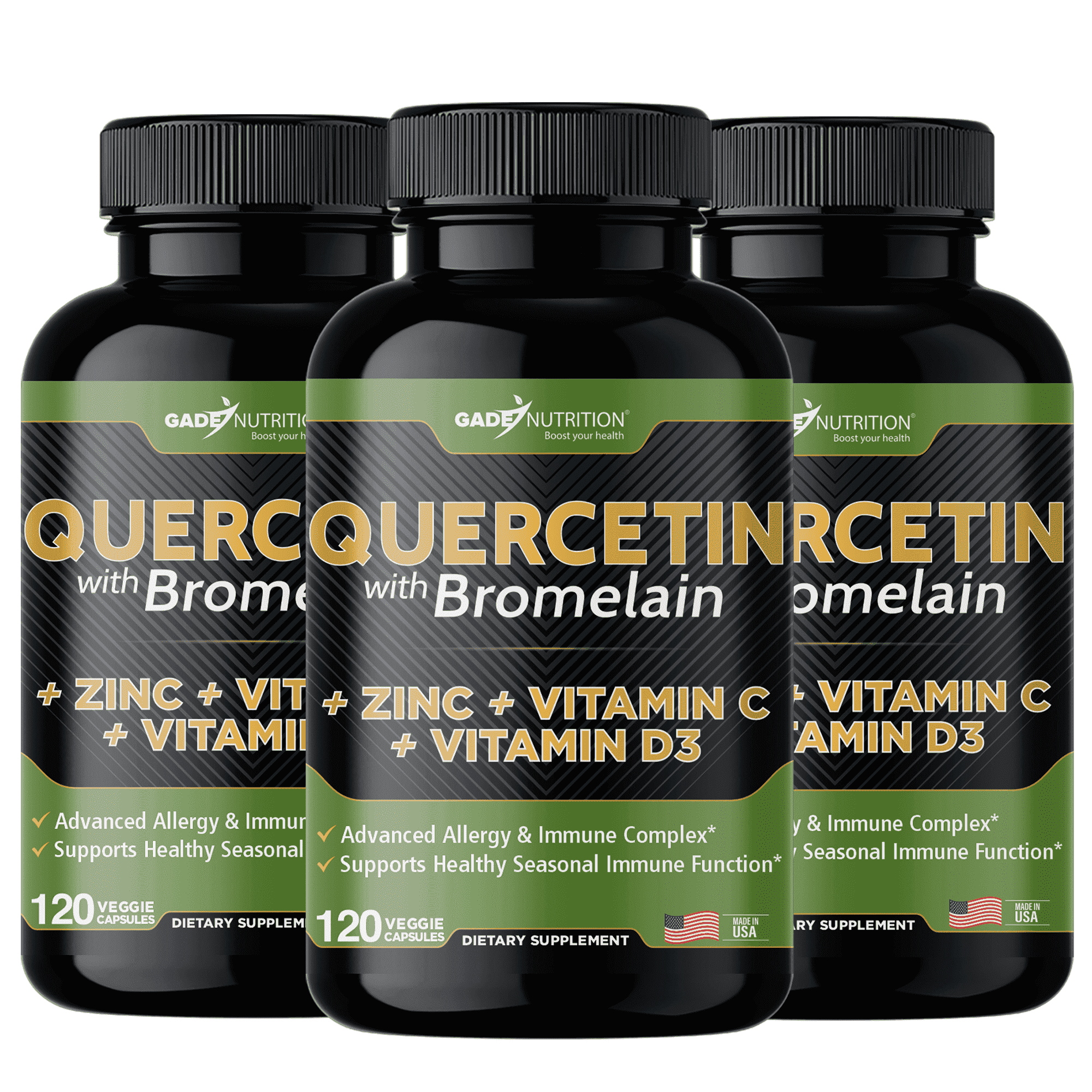 Gade Nutrition Quercetin with Bromelain, Vitamin D, Vitamin C, and Zinc ...