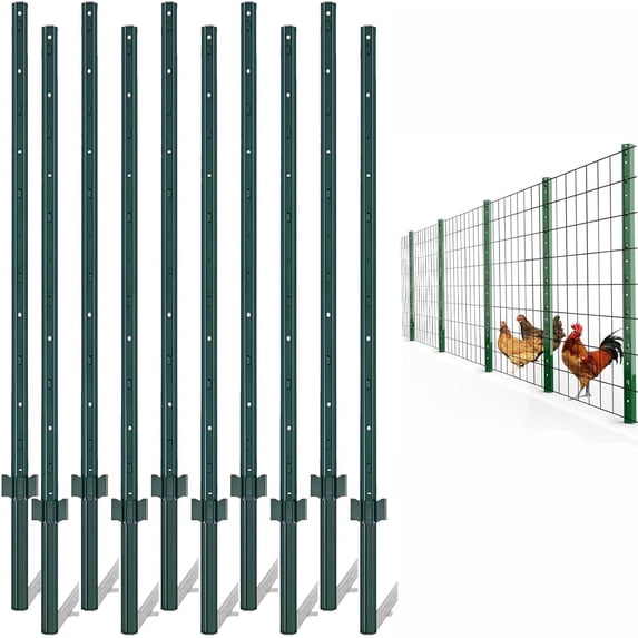 Gaderth 10 Pack Garden Fence Post, Heavy Duty Metal U-Post For Wire ...