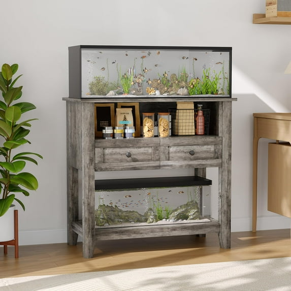 Gaderth 20-29 Gallon Aquarium Stand with Charging Station, 660LBS Heavy ...