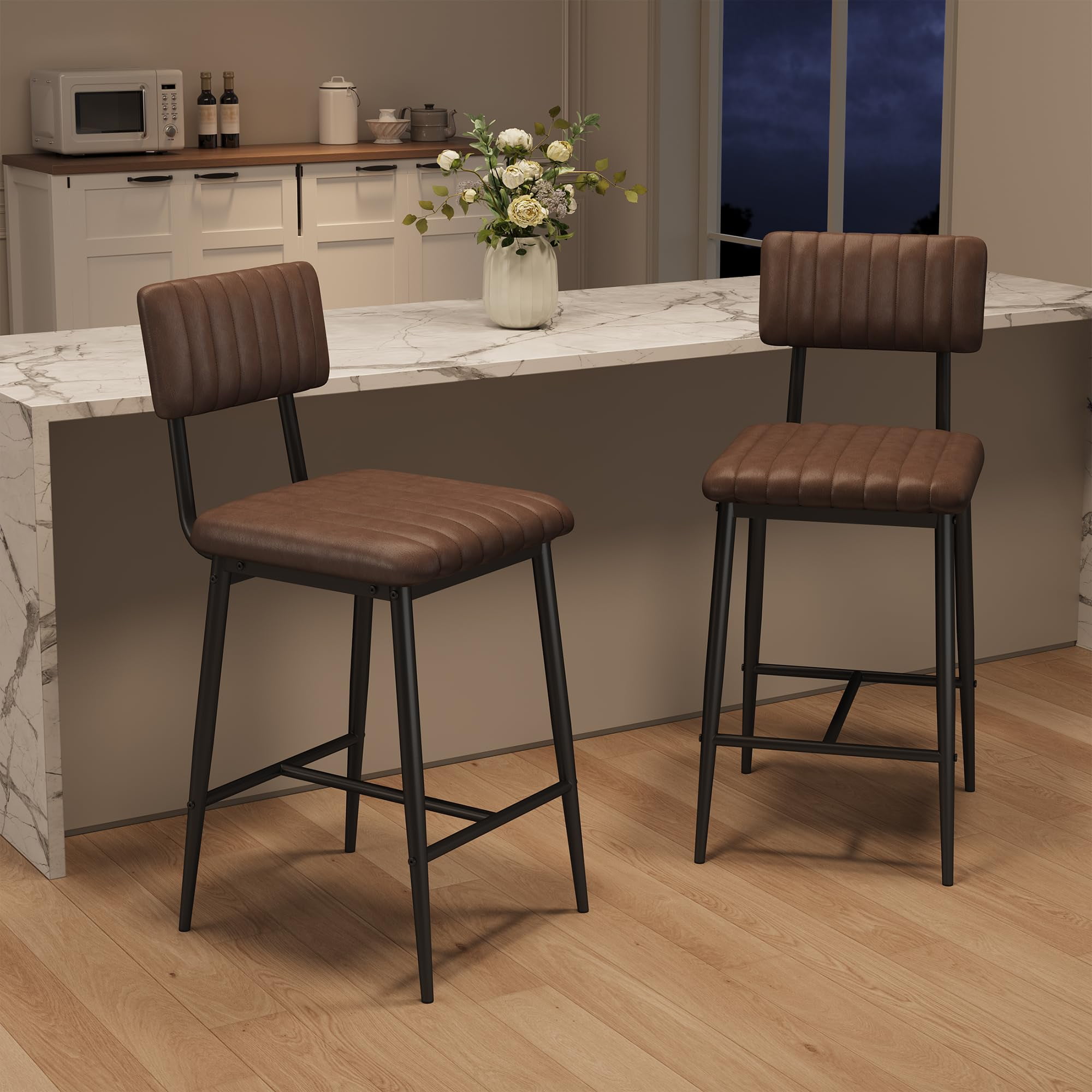 Gaderth 25.6" Counter-Height Modern Bar Stools Set of 2,400LBS Heavy ...