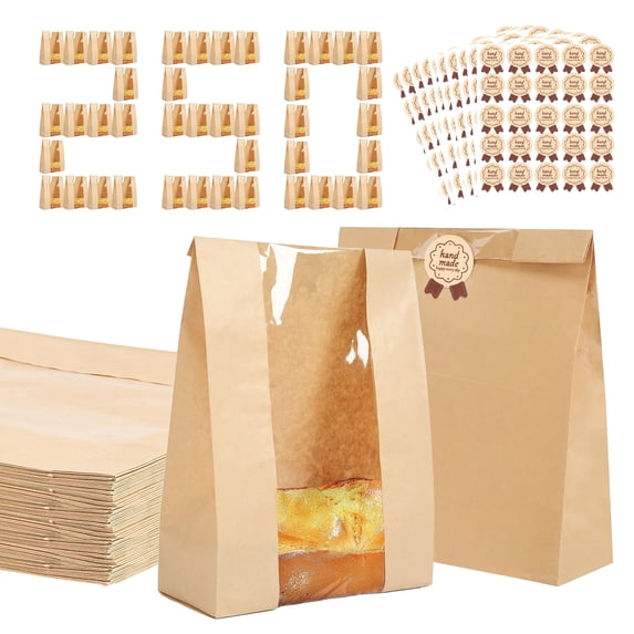 Gaderth 250 Packs Bread Bags with Window Bakery Bags for Homemade Bread ...