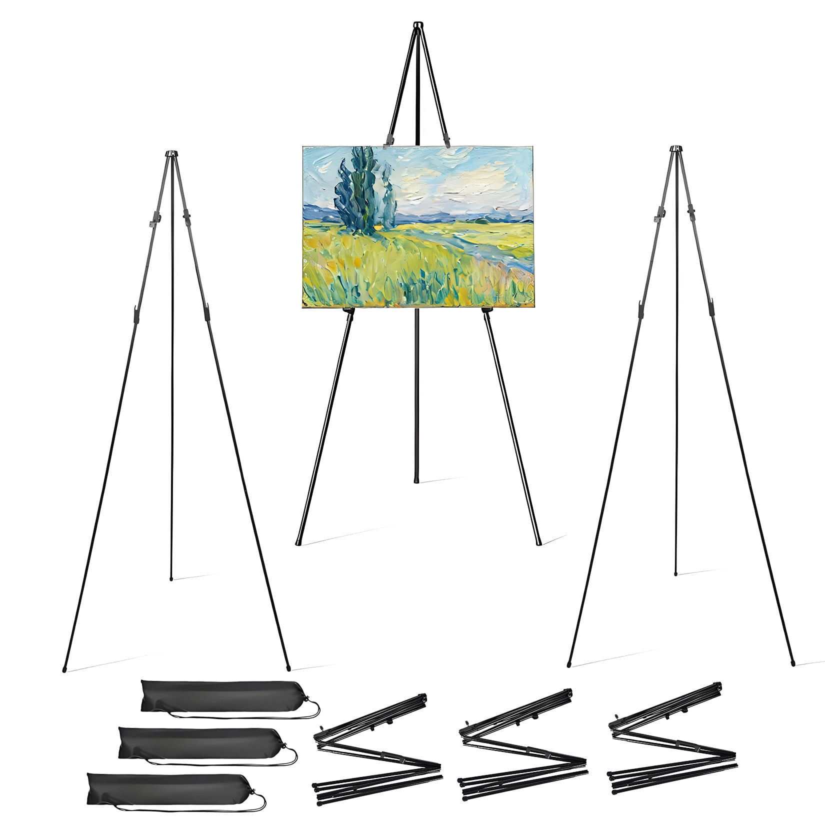 Gaderth 3-Pack Black Easel Stand for Sign, Folding Easels for Display ...