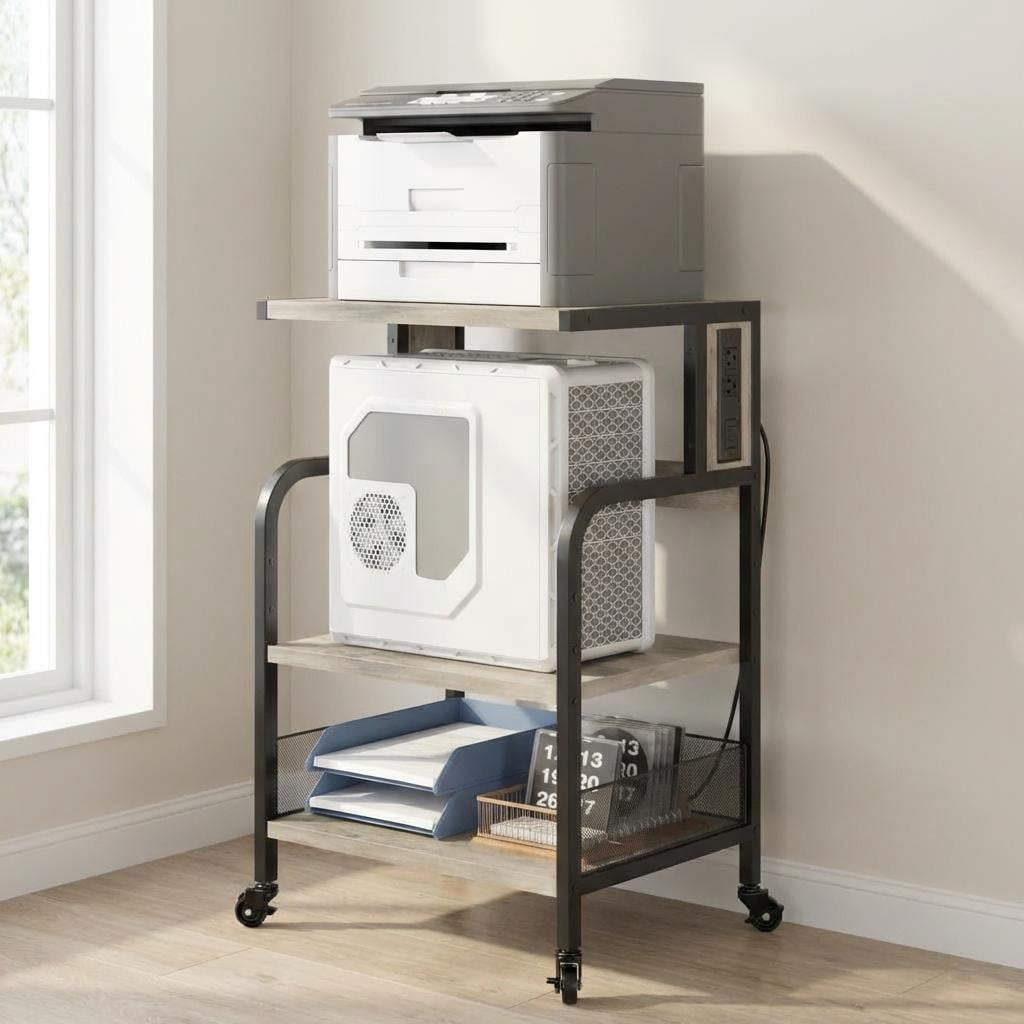 Gaderth 31.4'' Tall Printer Stand with Power Outlets & USB Ports ...
