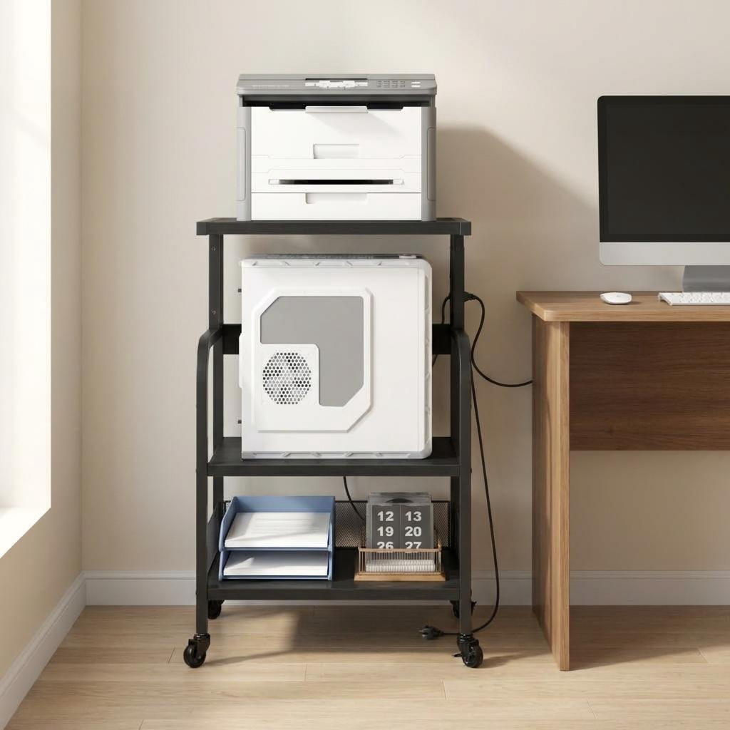 Gaderth 31.4'' Tall Printer Stand with Power Outlets & USB Ports ...
