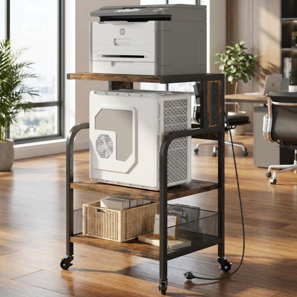 Gaderth 31.4'' Tall Printer Stand with Power Outlets & USB Ports ...