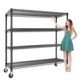 Gaderth 4-Tier Wire Storage Shelves with Wheels, 2640LBS Heavy Duty ...