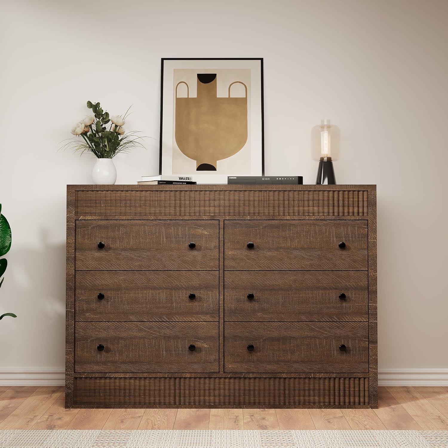 Gaderth 6 Drawer Dresser for Bedroom, Wooden Closet Storage Chest ...