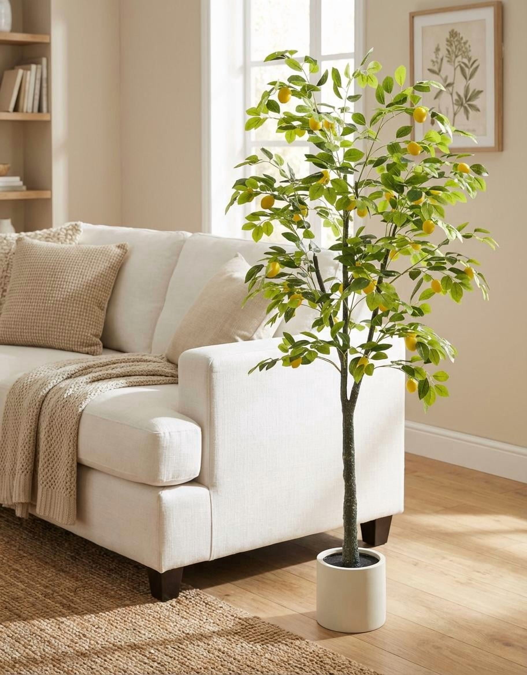 Gaderth 6FT Tall Artificial Lemon Tree with Pot, Fake Lemon Tree with ...