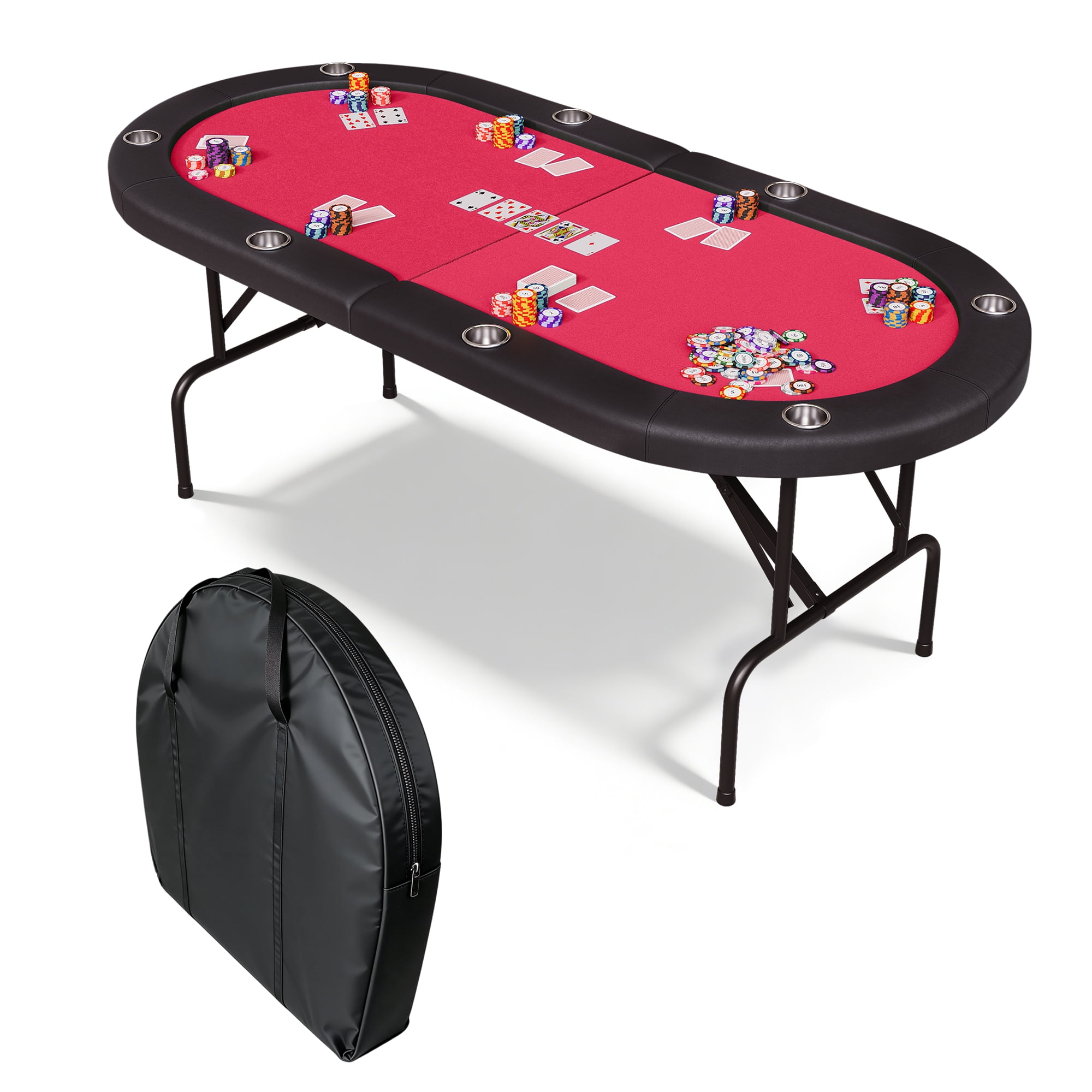 Gaderth 8 Player Oval Poker Table Foldable, 72" Poker Game Tables with ...