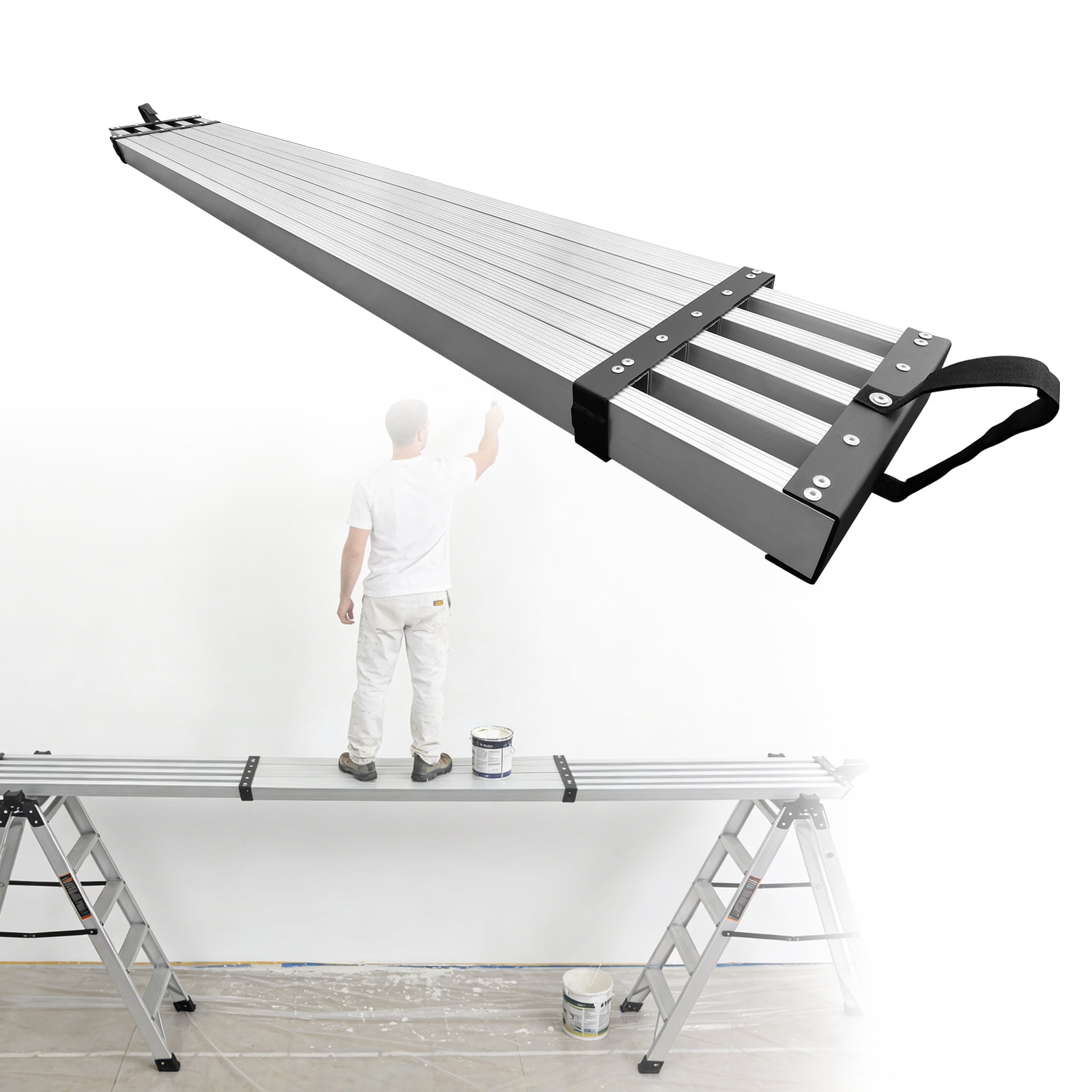 Gaderth 8ft-13ft Telescoping Work Plank, Telescoping Plank Ladder ...