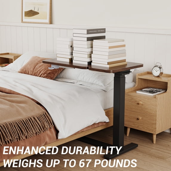 Gaderth Adjustable Height Overbed Table with Wheels, Small Rolling ...
