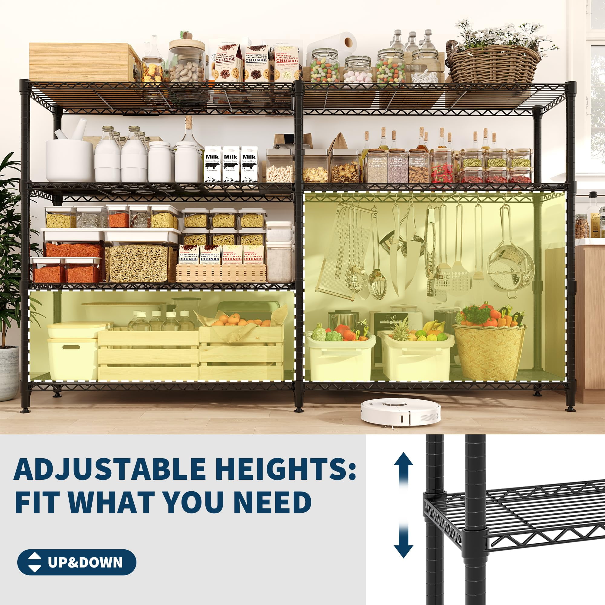 Gaderth Garage Shelving Unit, 4-Tier Storage Shelves Metal Shelving ...